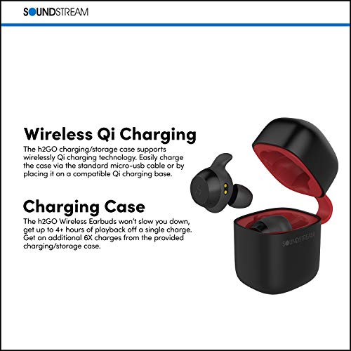 Soundstream h2GO True Wireless Earbuds with Qi Charging - Black