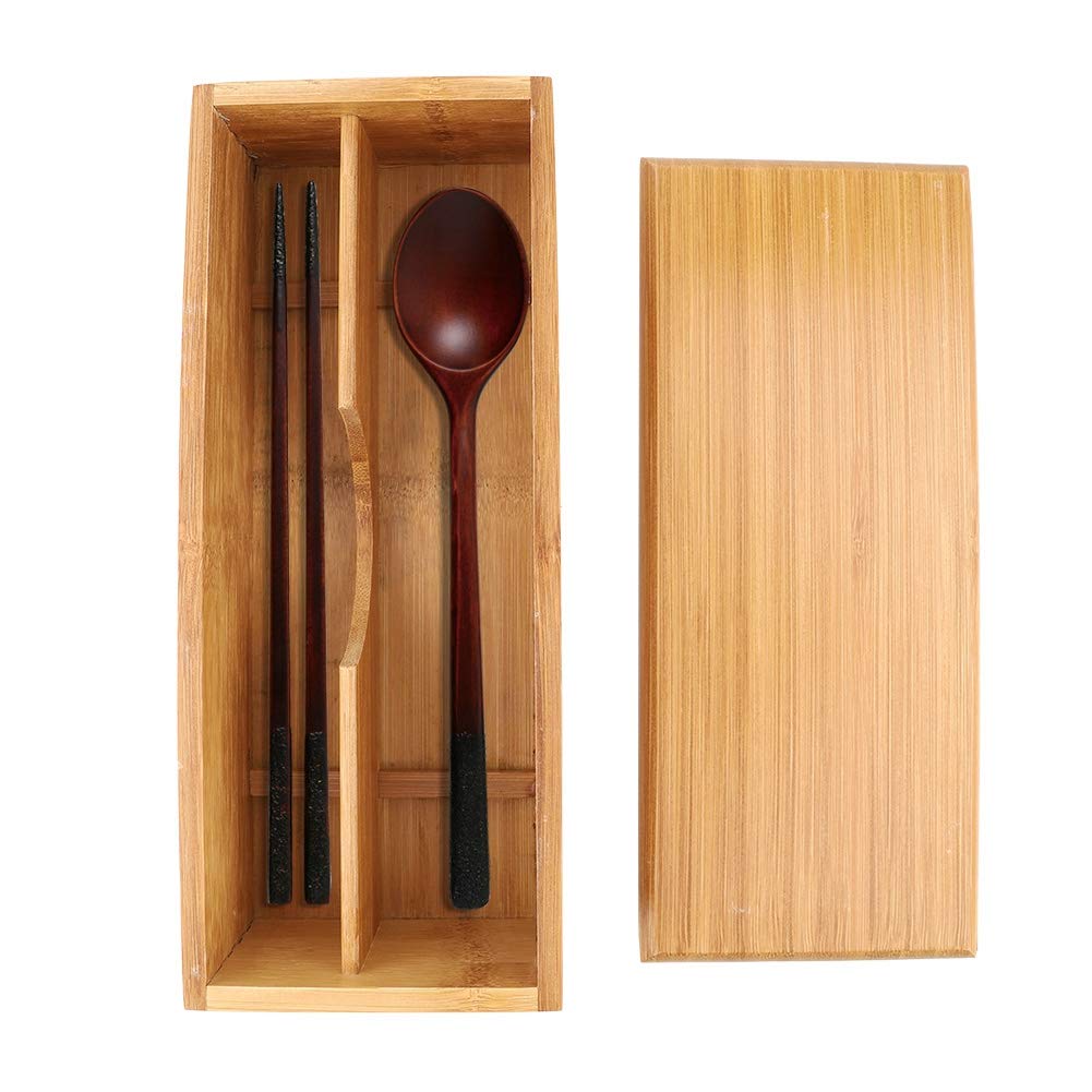 Aqur2020 Chopstick Holder Storagechopstick Box Japanese Chopsticks Box Tableware Spoon Cage Bamboo Storage Box Container