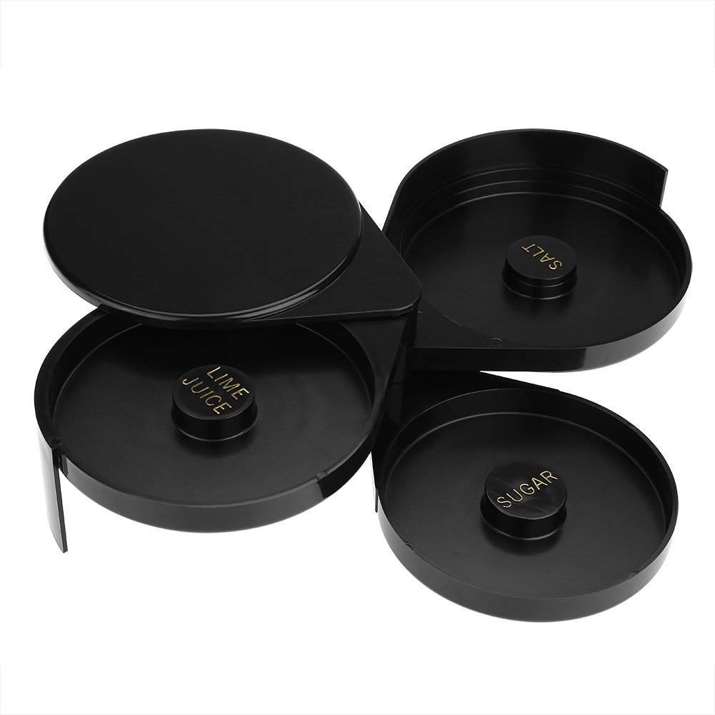 Acrylic 3 Tier Salt Rimmer, 3 Tier Sugar Salt Rim Lime Tray Bar Rimmer for Margarita and Cocktail Practical Bartender Tool (Black)