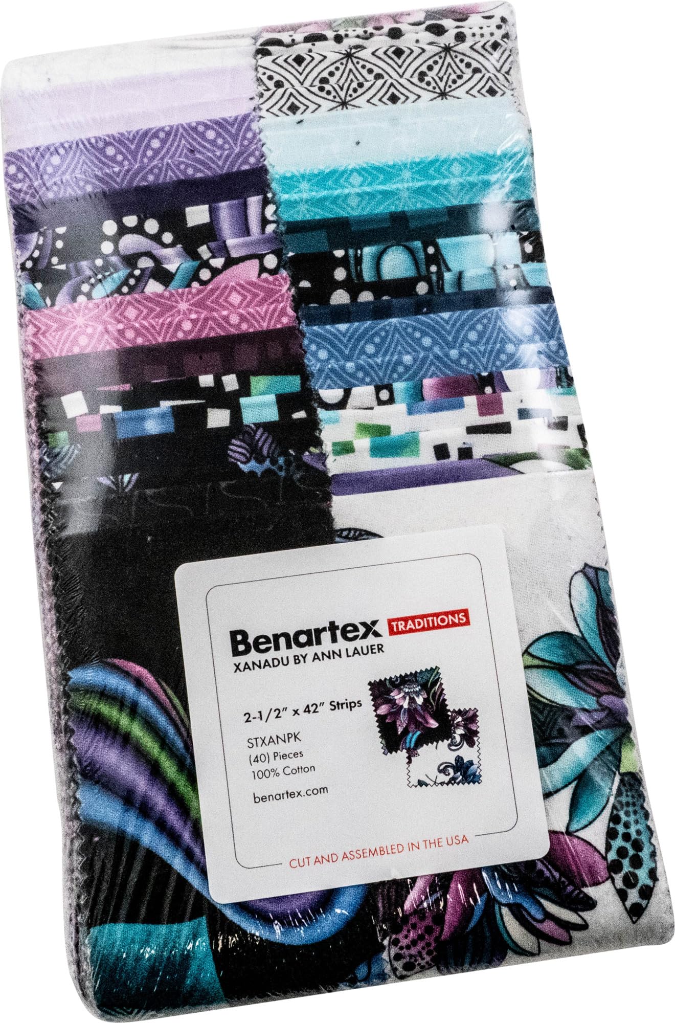 Ann Lauer Xanadu Strip-Pies 40 2.5-inch Strips Jelly Roll Benartex