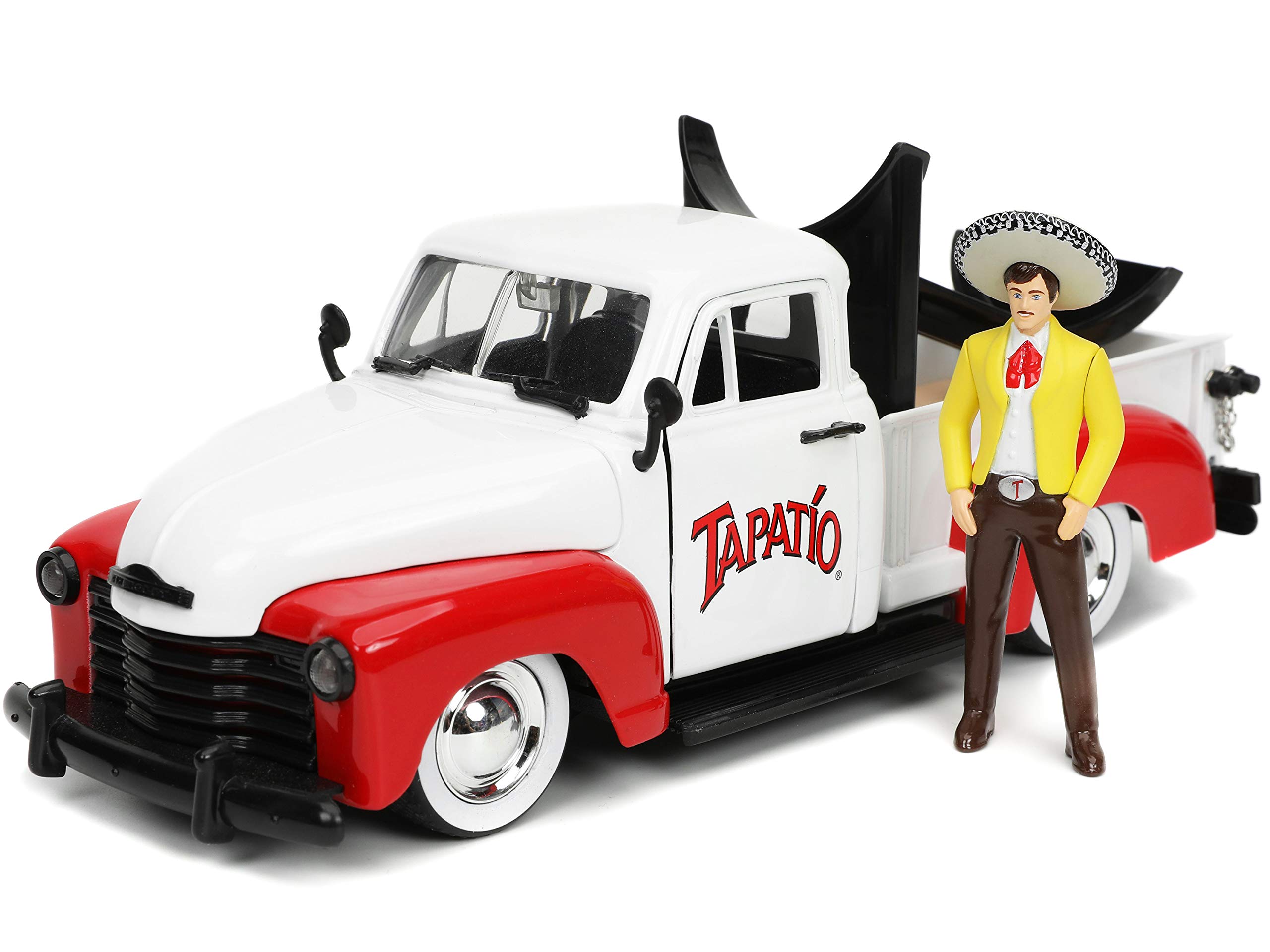 Jada 1:24 Diecast 1953 Chevy Pickup with Tapatio Bottle Holder &Figure,Red