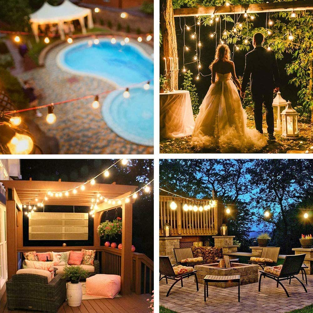 Alitamei 50FT G40 LED Globe String Lights with 50 LED Shatterproof Dimmable Bulbs Backyard Patio Lights Hanging String Lights for Garden Bistro Pergola Tents Gazebo Decor Indoor Outdoor, 2 Pack