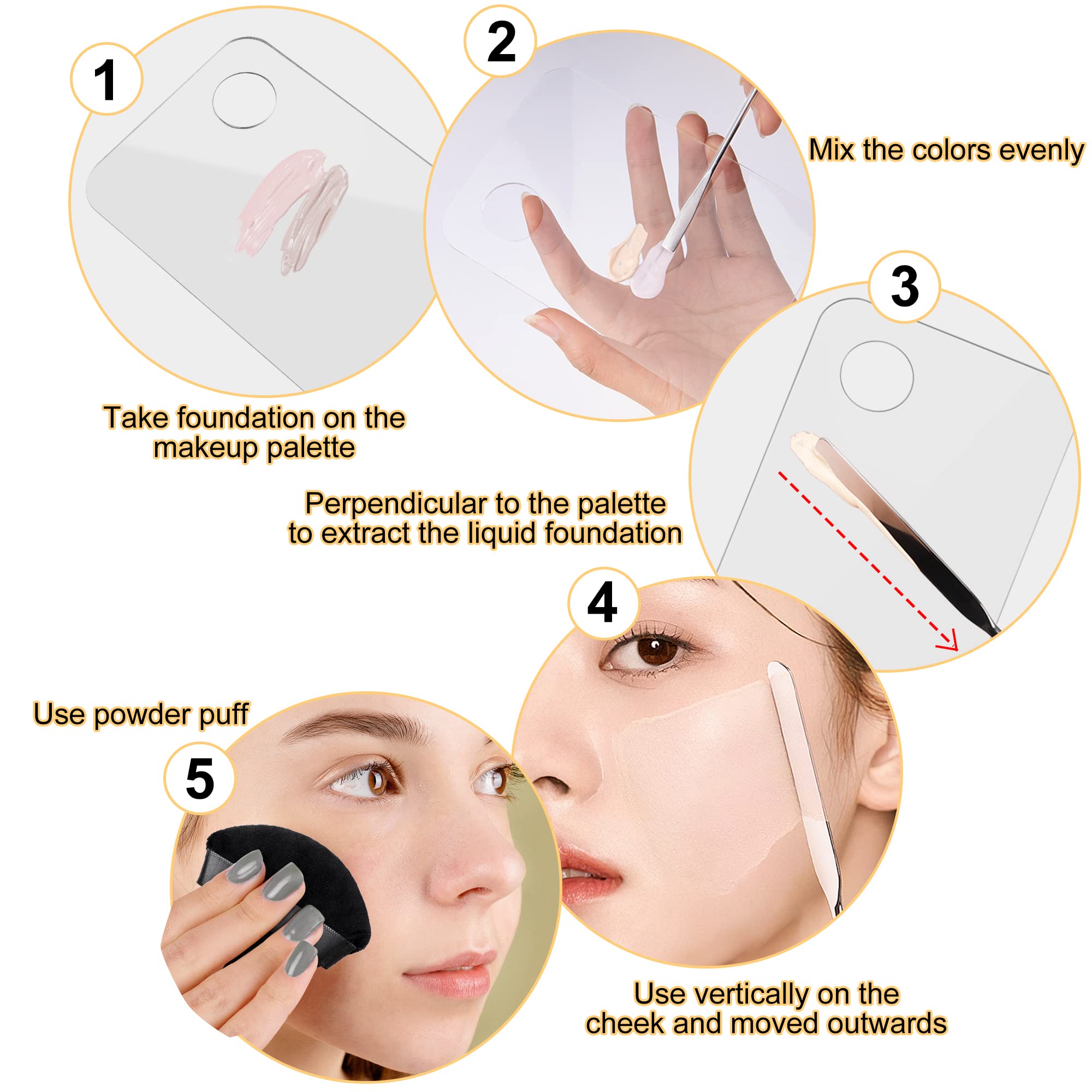 Acrylic Cosmetic Makeup Palette, Makeup Mixing Tray with Makeup Spatula Metal Mirror for Beauty Salon Color Cream Liquid Foundation Mixing Palette (10 Pcs Makeup Spatula Sets)