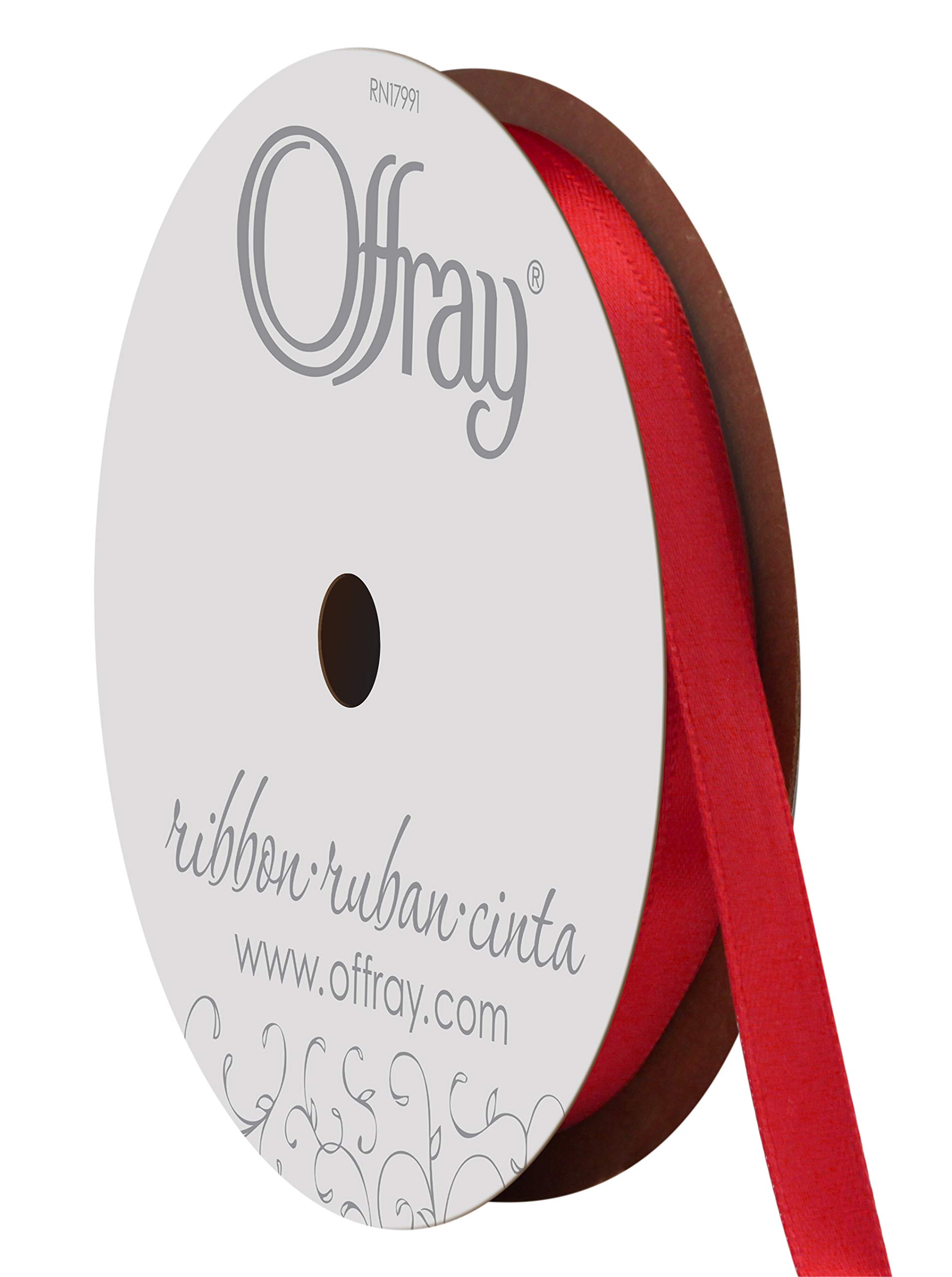 Berwick 062029 1/4" Wide Single Face Satin Ribbon, Red, 6 Yds