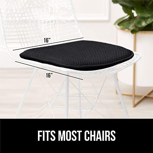 Gorilla Grip Memory Foam Chair Cushions, Comfortable Pads for Dining Room, Kitchen Table, Office Chairs, Stay in Place Backing, Comfortable Microfiber Seat Pad Cushion, Set of 4, 16x16, Black