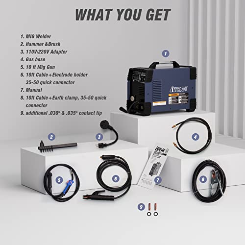 A-ITECH Multiprocess Welder 200Amp 4 in 1 Combo MIG/Flux/Lift-TIG/Stick Welding Machine with 110V/220V Dual Voltage