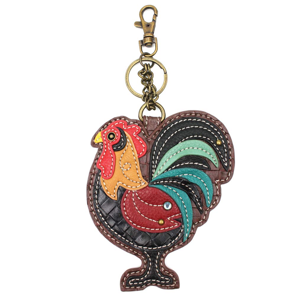 CHALA Handbags, Casual Style, Soft, Large Shoulder or Crossbody Purse with Keyfob - Navy Blue (Rooster)