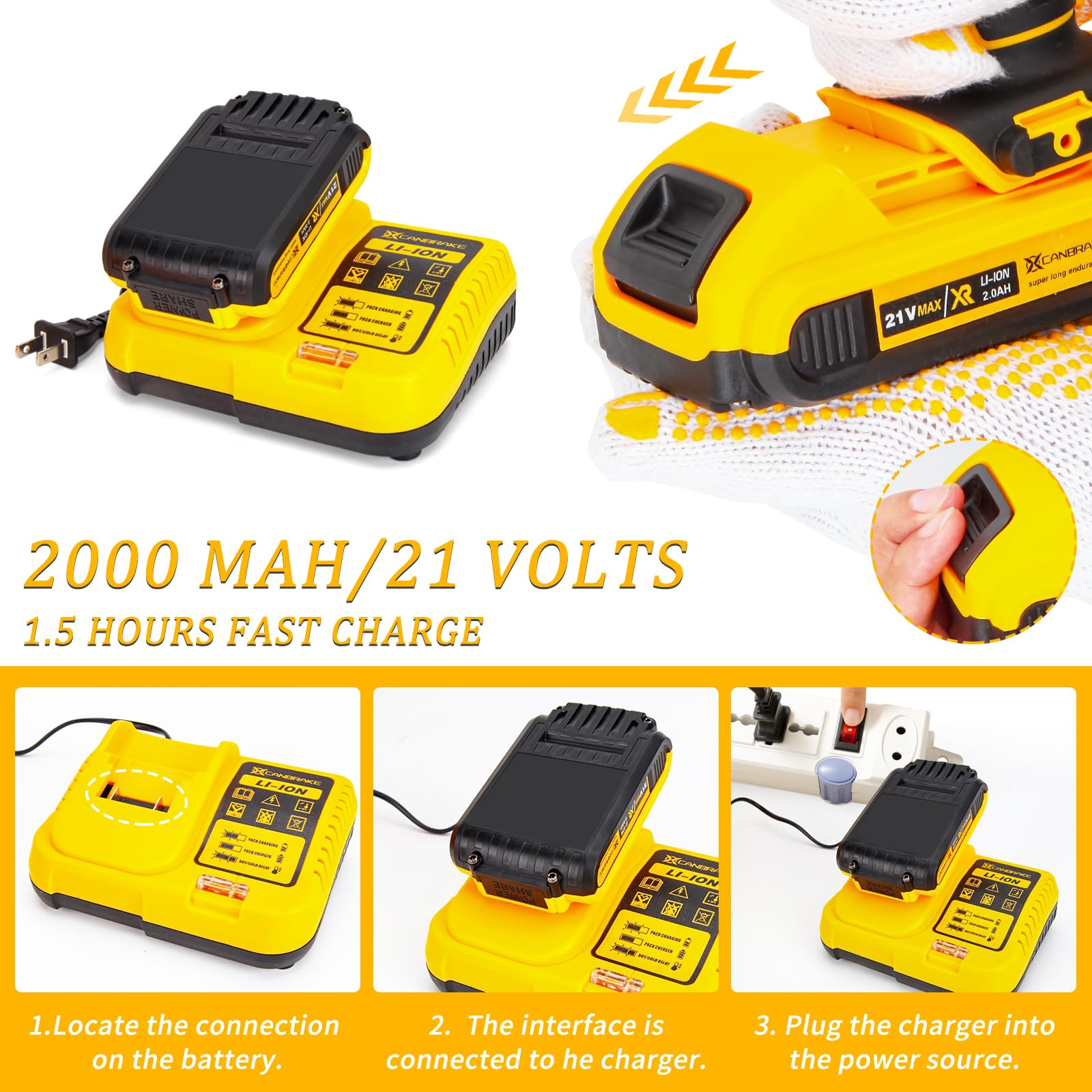 CANBRAKE 21V Tool Kit with Drill, 120PCS 21V Cordless Drill Set with 3/8" Keyless Chuck of Metal & 25+3 Clutch with Impact, 2 x 2.0Ah Battery & Fast Charger, Max Torque 45Nm, 2-Variable Speed