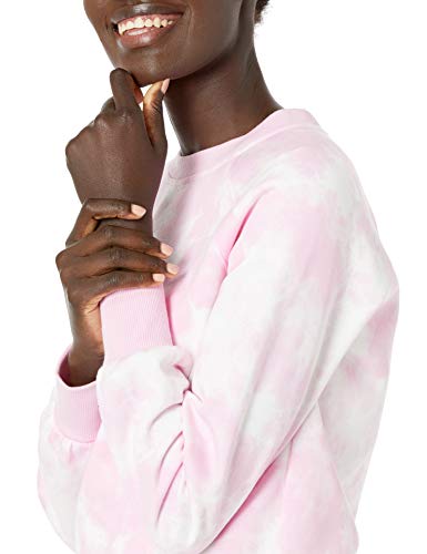 Amazon Essentials Women's Classic-Fit Gathered Long-Sleeve Crewneck Sweatshirt, Light Pink Tie Dye, XX-Large