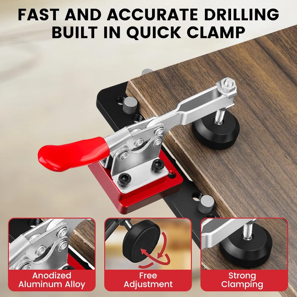 Metal Concealed Hinge Jig with Woodworking Tools,35mm Concealed Door Hinge Jig,Cabinet Hinge Jig for Door Cabinets Hinges Mounting