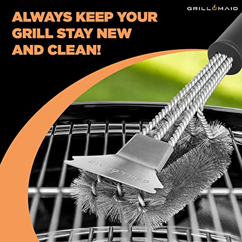 BBQ Grill Brush and Scraper, BBQ Brush for Grill Cleaning - 18β Extra Strong 3 in 1 Safe Wire Bristles Barbecue Triple Scrubber Grill Cleaning Brush for Gas Charcoal Grilling Grates BBQ Grill Brush