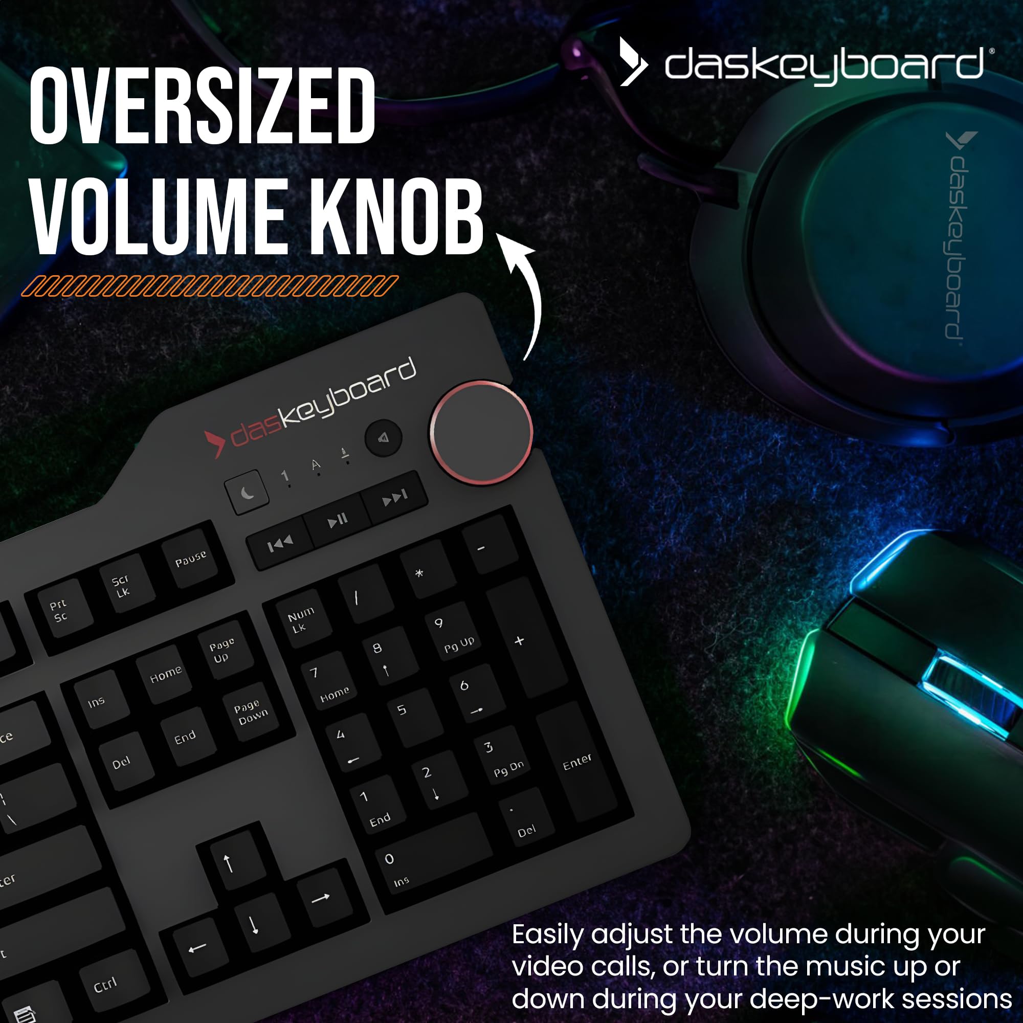 Das Keyboard 4 Professional Wired Mechanical Keyboard, Cherry MX Brown Mechanical Switches, 2-Port USB 3.0 Hub, Volume Knob, Aluminum Top (104 Keys, Black)