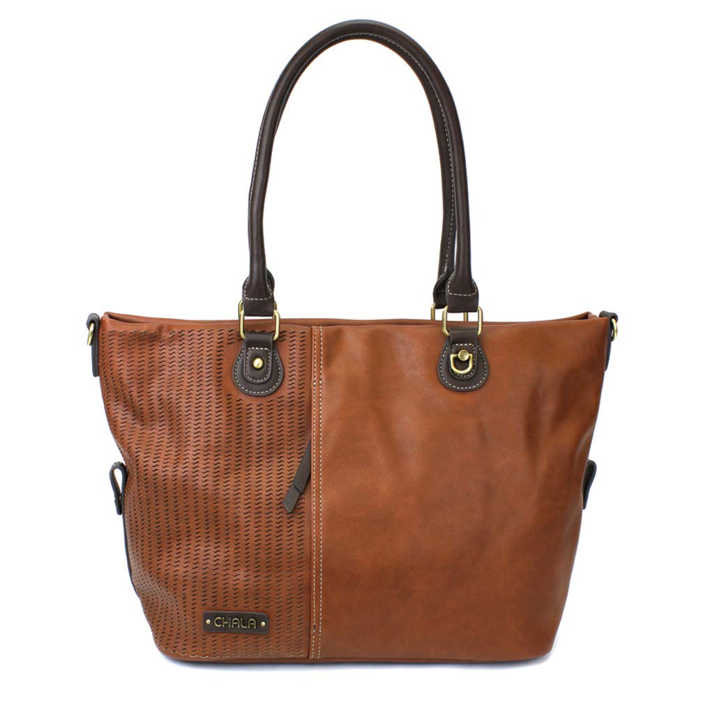 CHALA Laser Cut Crossbody Shoulder bag Tote Bag Faux Leather Brown