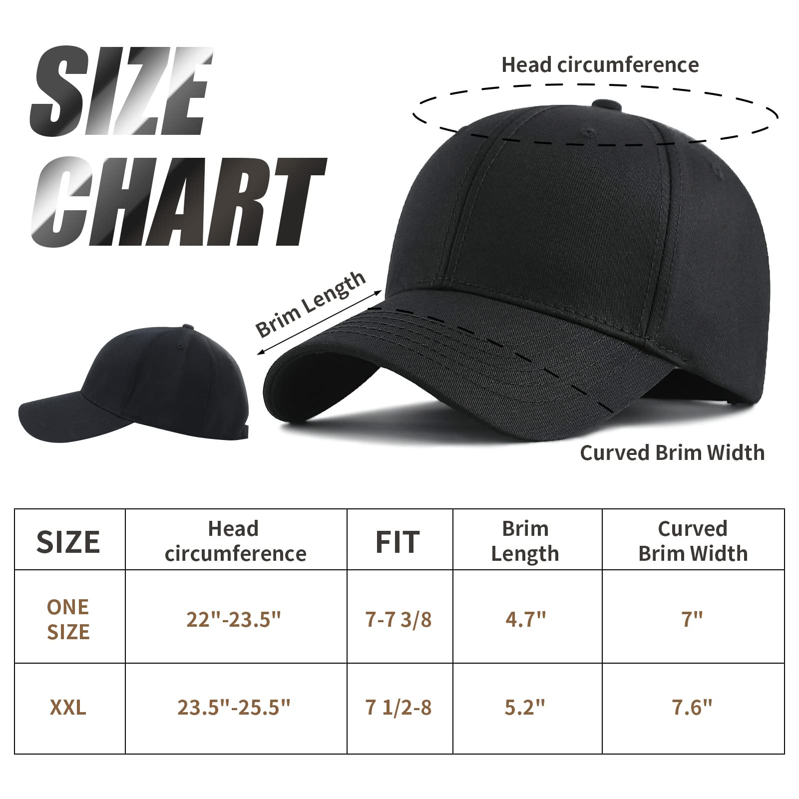 Acokac Extra Large Baseball-Hat Adjustable Dad-Hat XXL Classic Blank Trucker-Hat Dad-Hats Golf-Hat Dad-Cap for Mens&Womens Navy