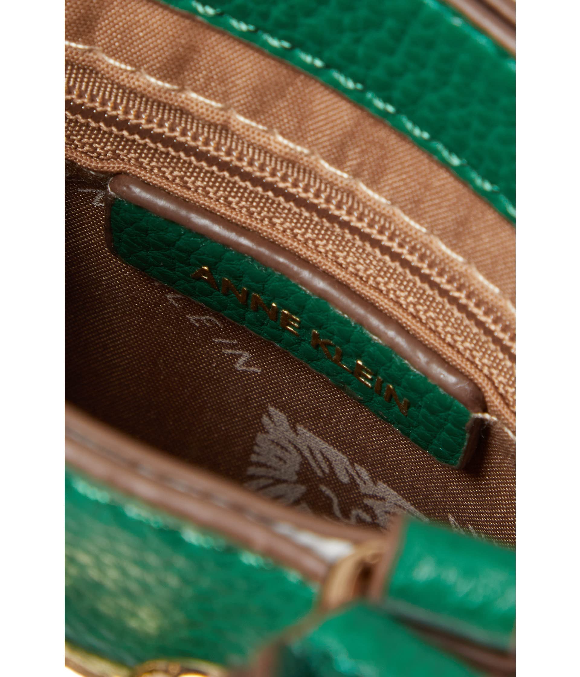 Anne Klein Mini n/s Horsebit Crossbody, Cream-Brown/Ivy Green