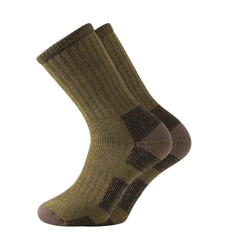 ACOL 78% Merino Wool Socks for Men Reinforced Toe Heel Thick Moisture Wicking Terry-Loop Cushioned Outdoor Hiking Running