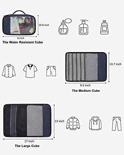 Carry on Backpack, Airline Approved 45L Travel Backpack with 3 Packing Cubes for Men Women, Water Resistant Expandable Overnight Weekender Luggage Daypack Suitcase Duffel Bag, Gift for Travelers, Blue