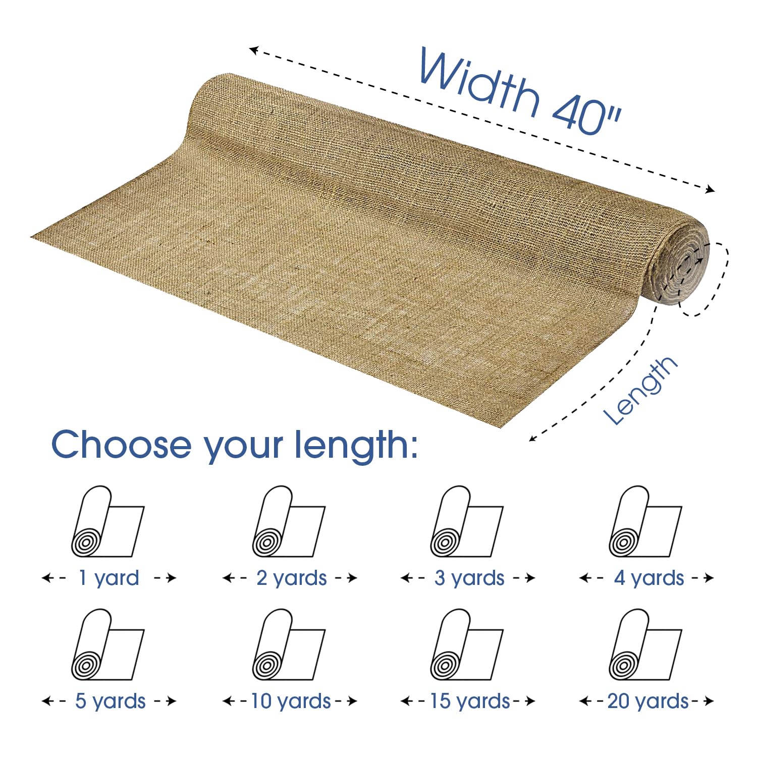 Pico Textiles 40” Wide Burlap - 1 Yard, (3 Feet) - Premium Natural Burlap Fabric, Sold by The Yard - Great for Weddings, Home Crafts, Garden Fabric, Burlap Table Runner, Burlap Tablecloth and More