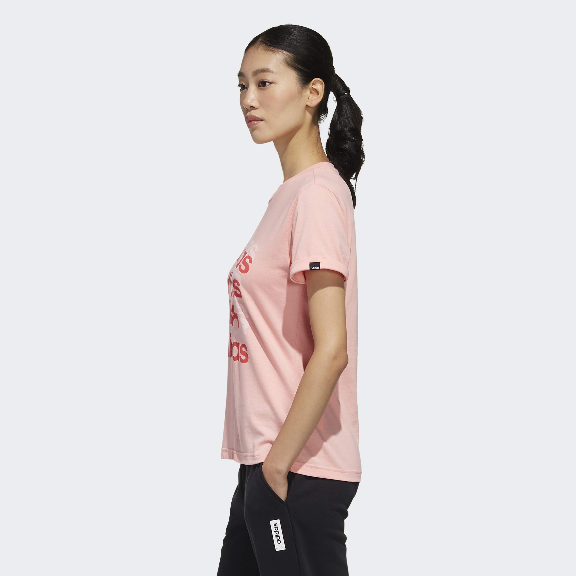 adidas Women's Big Graphic T-Shirt White/Purple Tint Small