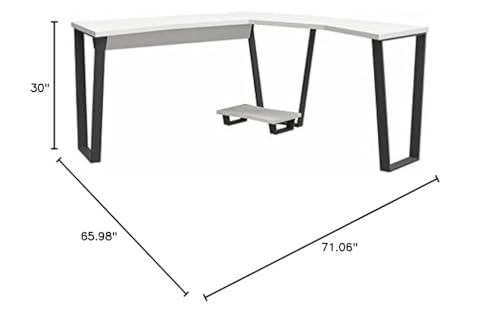 NTENSE Genesis Gaming L-Shaped Desk with CPU Stand, Corner Desk, Home Gaming Desk, Writing Workstation, Battle Station, Ergonomic Desk, Space Saving, White