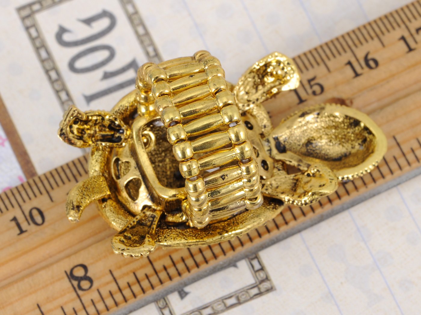 Alilang Golden Tone Shine Sapphire Blue Rhinestones Turtle Tortoise Adjustable Ring
