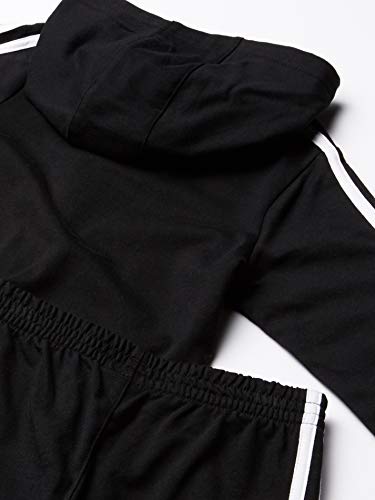 adidas Boys' Li'l Sport Fleece Zip Front Hoodie & Jogger Active Clothing Sweatsuit Set, Essentials Black, 5