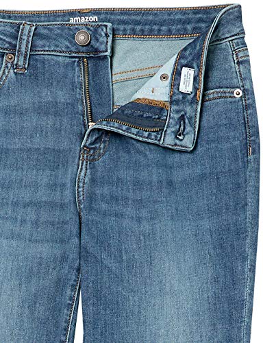 Amazon Essentials Women's Mid Rise Curvy Skinny Jean, Medium Wash, 10 Long