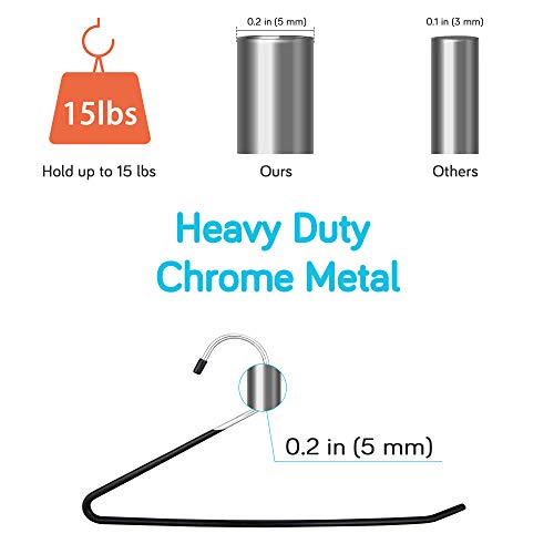 IPOW Heavy Duty Metal Pants Hangers, 24 Pack Jean Hangers for Closet, Open Ended Clothes Hanger for Pant Slack Trouser Scarf, Space Saving, Non Slip