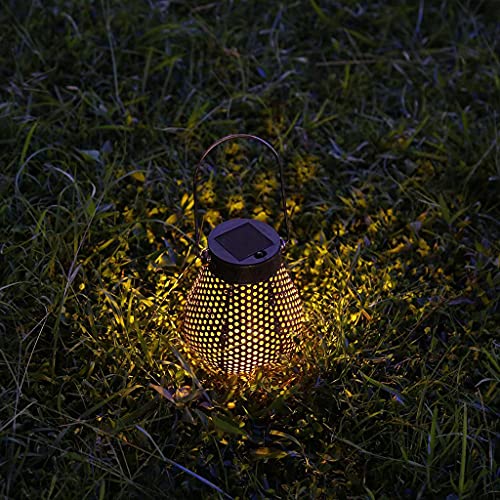 DJASM 2 Pieces Retro Wrought Iron Solar Led Lantern Outdoor Waterproof Hanging Lamp Light Control Induction Home Garden Lawn Landscape Lighting