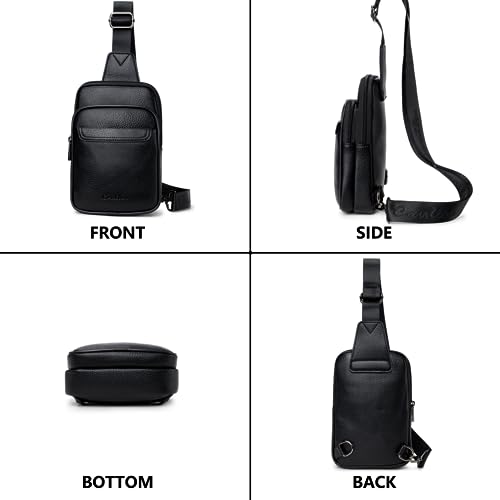 CANTLOR Small Leather Sling Bag Backpack for Men Crossbody Bag Fanny Pack Casual Hiking Travel Daypack