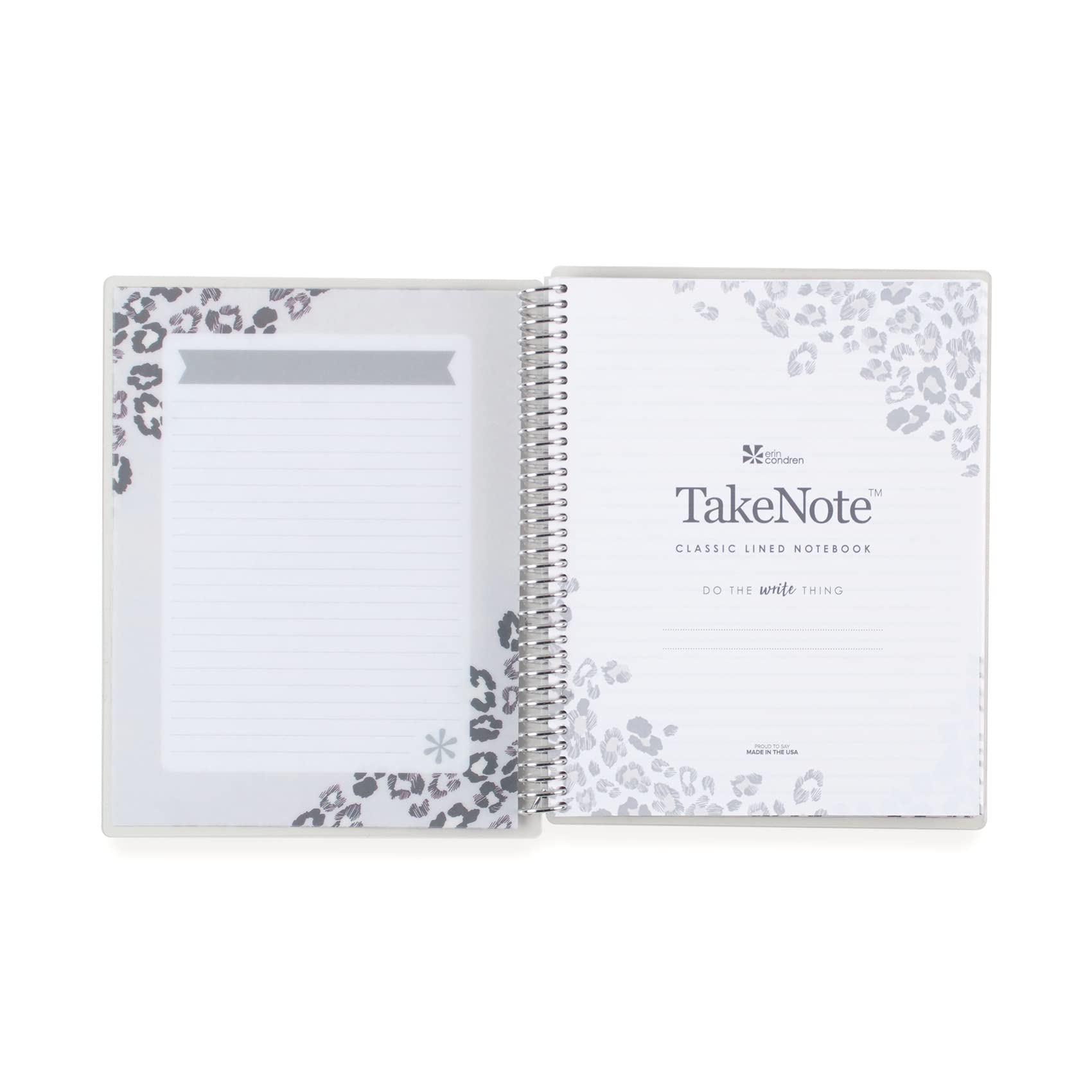 7" x 9" Spiral - Bound College Ruled Notebook – Leopard. 160 Lined Page Note Taking & Writing Notebook. 80 Lb. Thick Mohawk Paper. Stickers Included by Erin Condren.