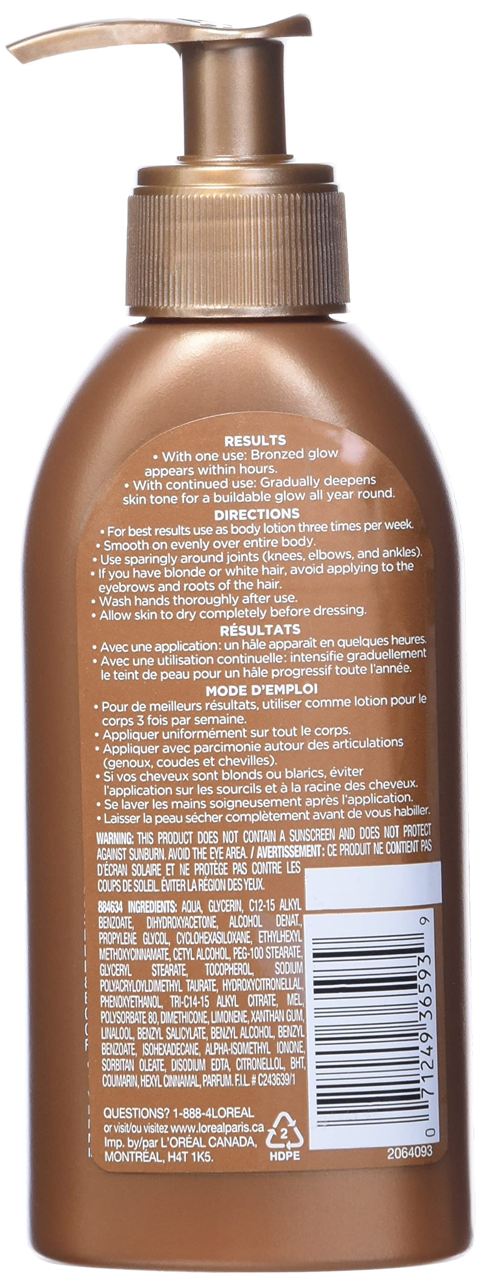L'Oreal Paris Skincare Sublime Bronze Hydrating Sunless-Tanning Milk Medium, Sunless tanning lotion, 5.5 fl. oz.