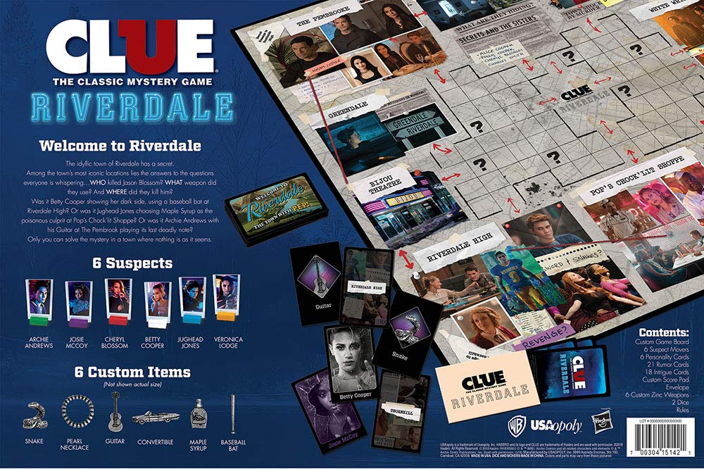 CLUE: Riverdale Board Game | Features Popular Characters and Locations from The CW TV Show Riverdale | Official Riverdale Merchandise | Artwork from Riverdale Seasons | Themed Clue Game
