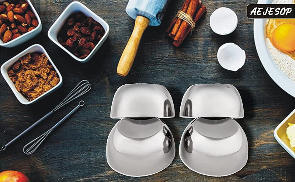 AEJESOP 4 pc Stainless Steel Bowls (Vol. 250ml)