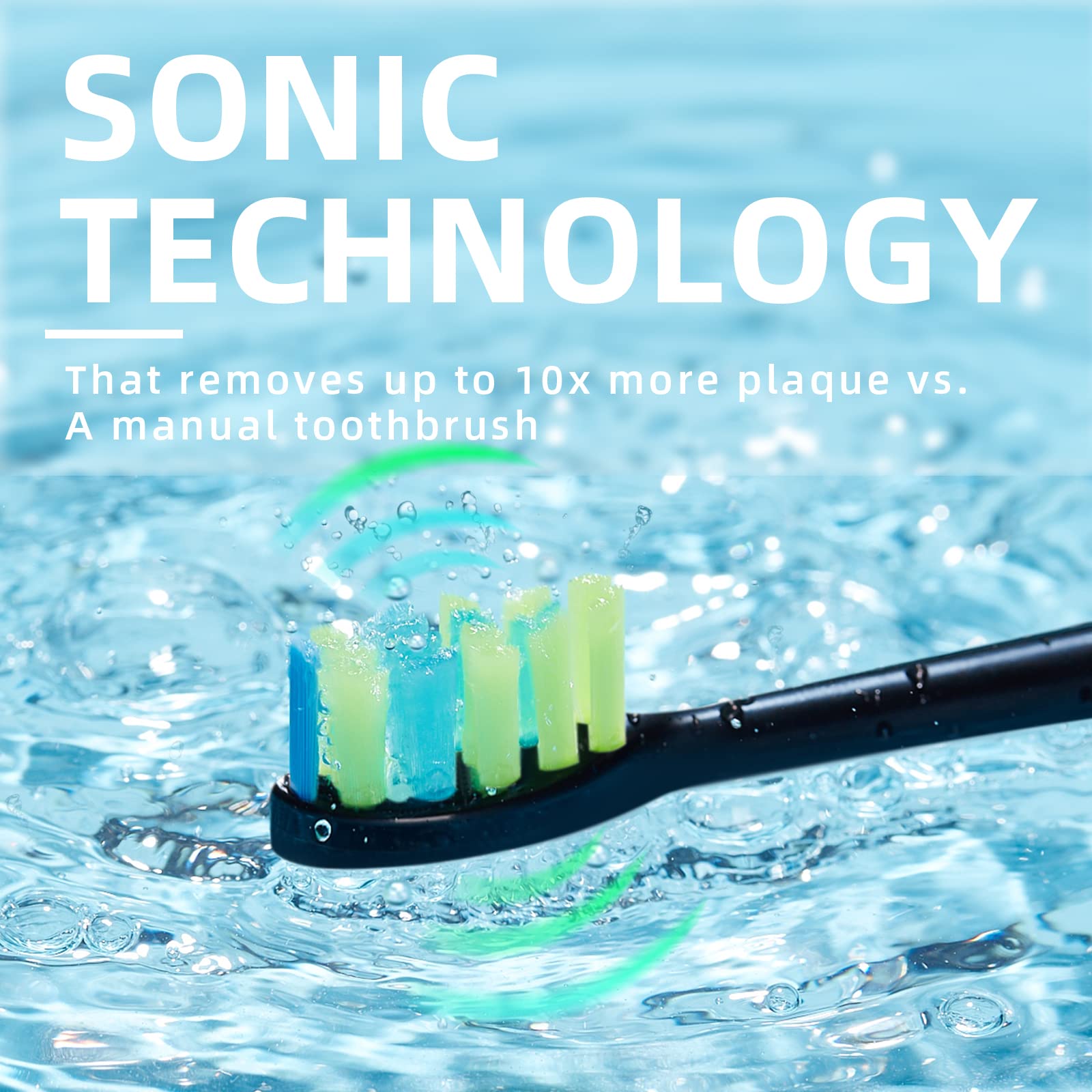 7AM2M Sonic Electric Toothbrush 2 Pack Set for Kids and Adults, 12 Brush Heads,5 Adjustable Modes, Built-in 2-minute Smart Timer, USB Charge IPX7 Waterproof SonicToothbrush (BLACK&PINK)