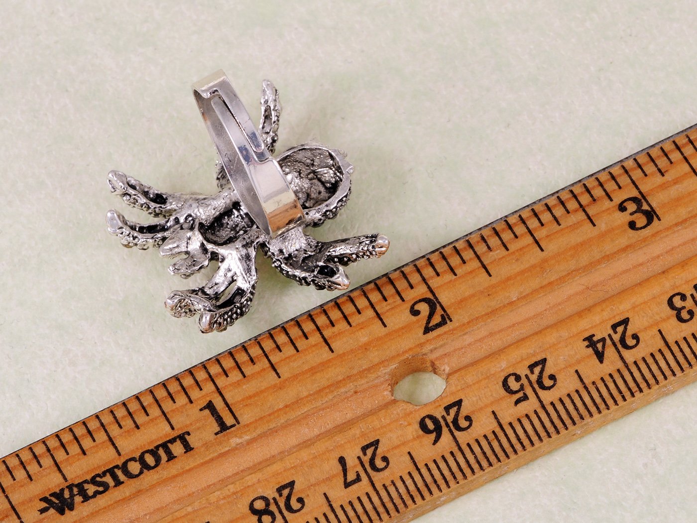 Alilang Women's Gunmetal Black Crystal Rheinstone Tarantula Spider Halloween Costume Adjustable Ring