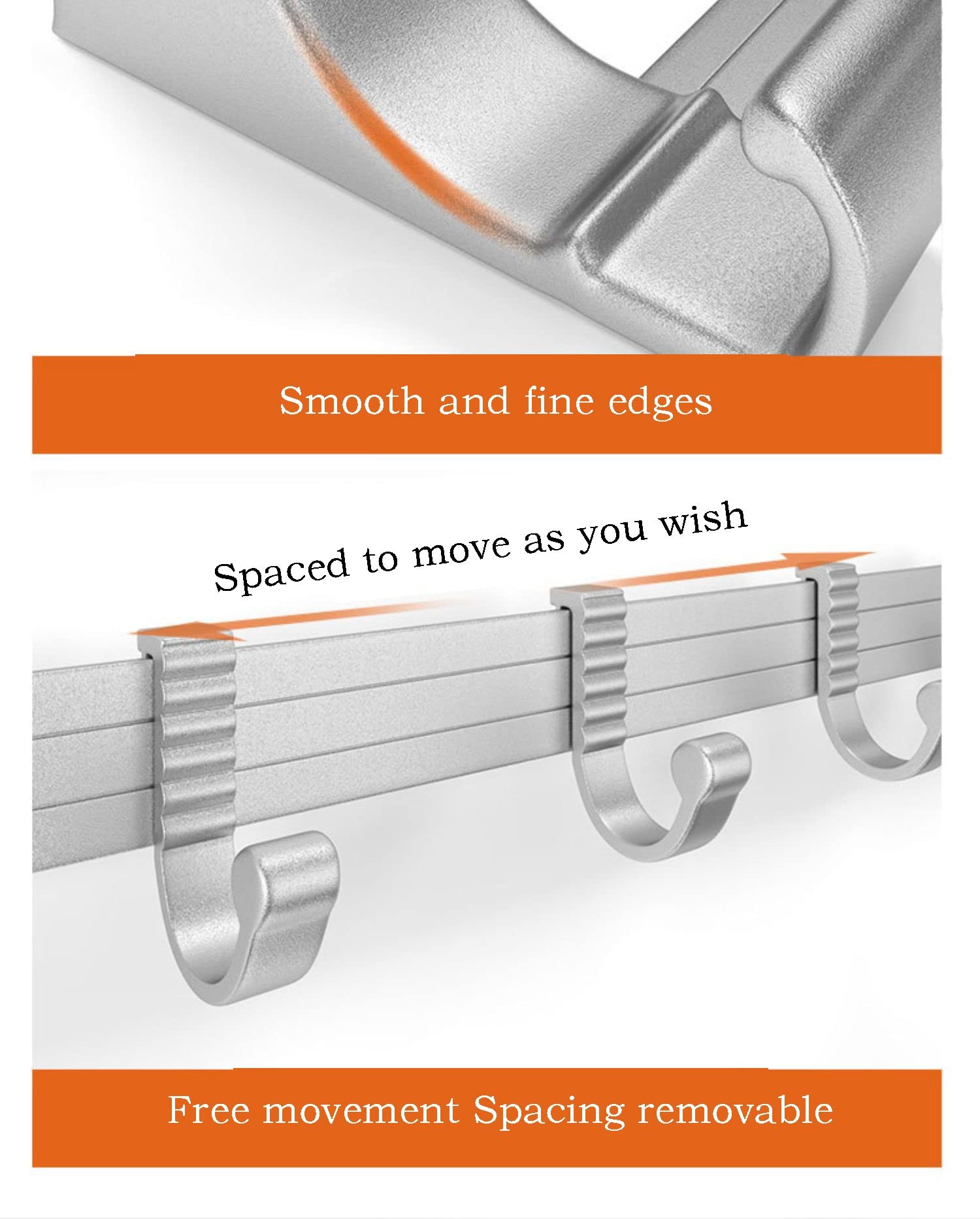 Bathroom Shelves Stud Mount Double Towel Rack Stainless Steel Constructed Rust-Proof Shelf with Built-in Bars and Hooks, Brushed Nickel Concealed Screw (Color : Silver, Size : 60cm)