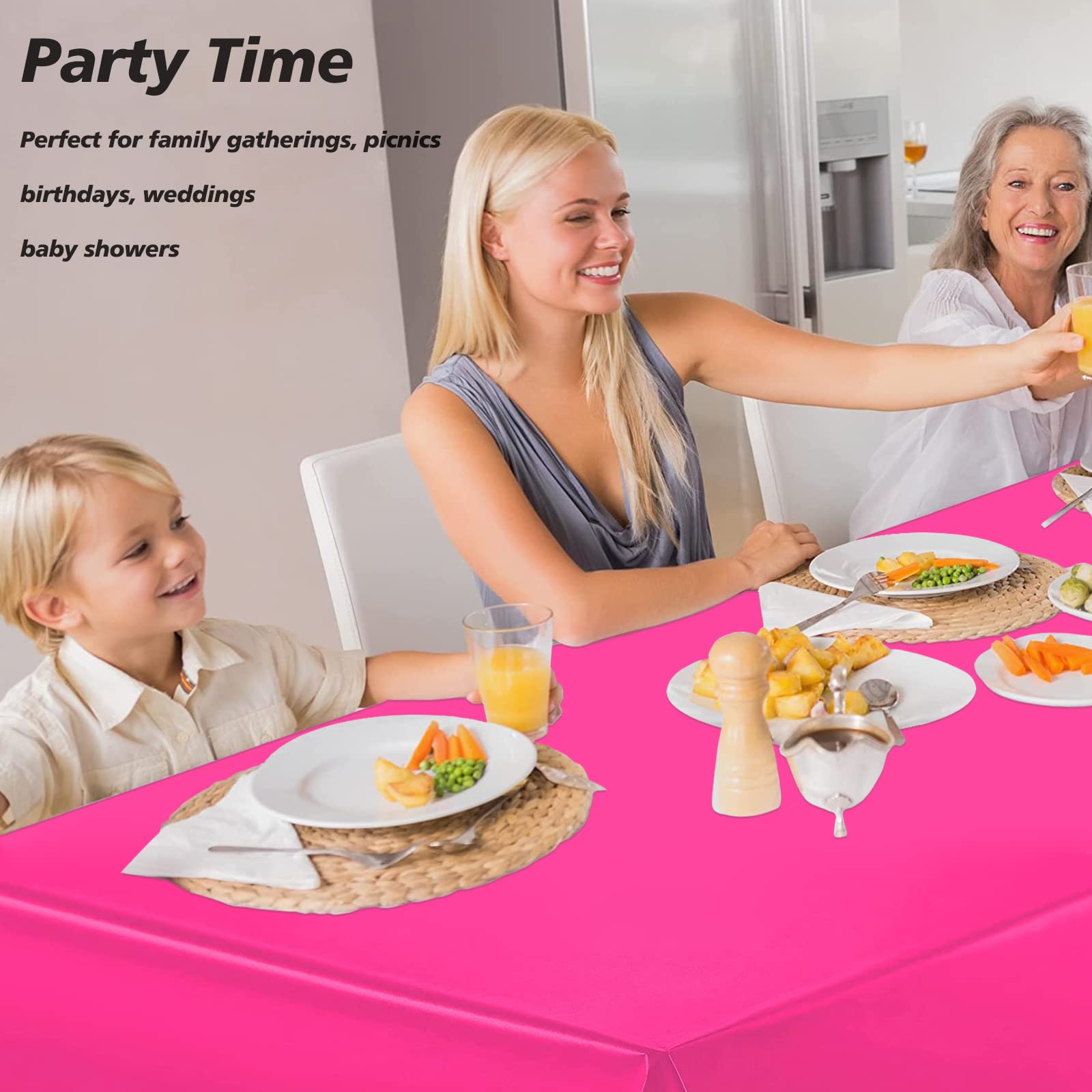 PKNOON Plastic Table Cloth 2 Pack Table Cloths for Parties Rectangle Tablecloth Black Gold Party Table Cover Party Table Cloths Disposable for Baby Shower Birthday Graduation Decorations 54" X 108"