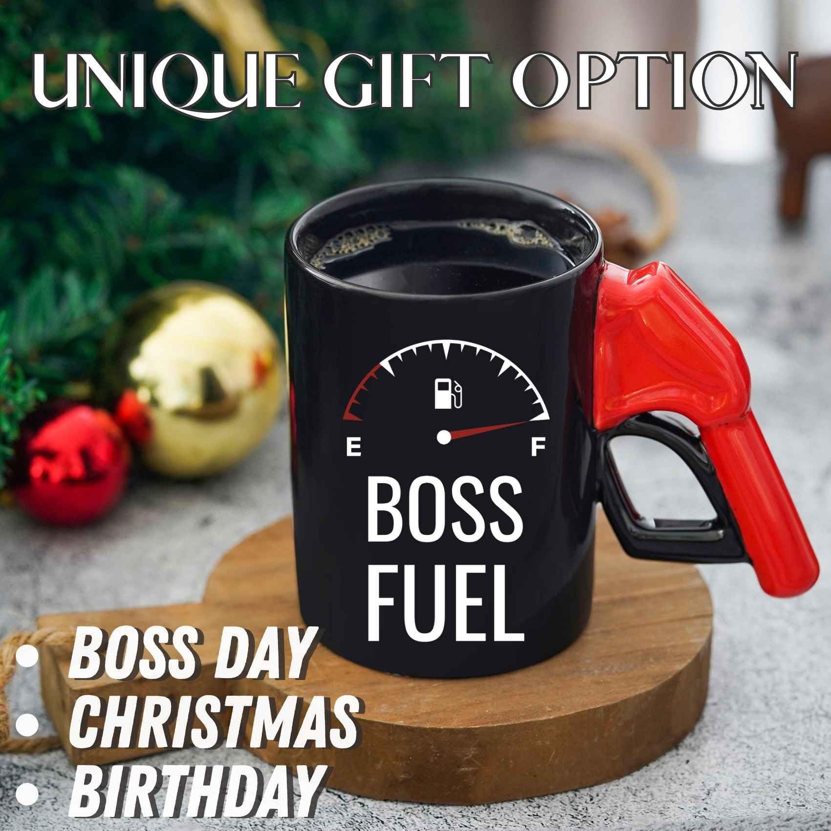 Onebttl Boss Gifts, Boss Fuel Coffee Mug with Fueling Nozzle Handle, Gifts from Employees, 13.5oz/400ml Funny Ceramic Mug for Boss Day, Christmas