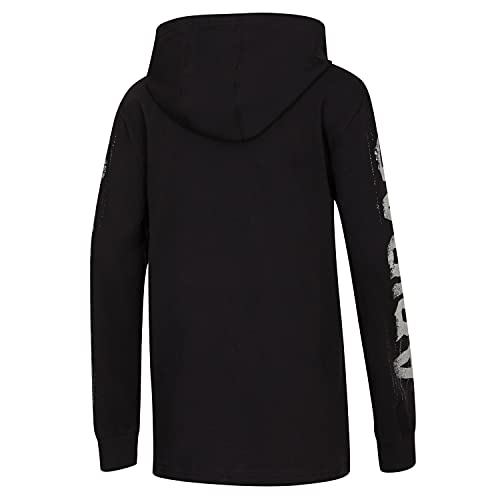 adidas Boys' Long Sleeve Adi Warp Hooded Tee, Black with Silver, Large (14/16)