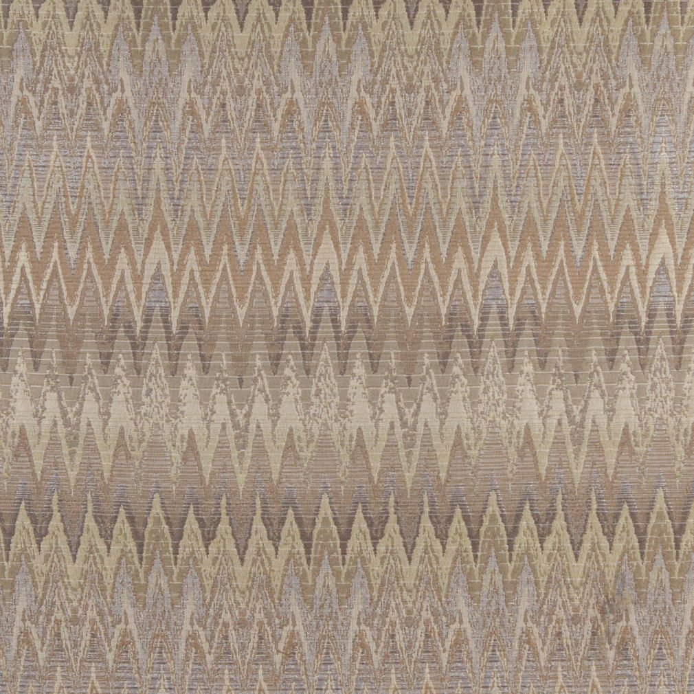 C480 Gold Beige and Platinum Woven Flame Stitch Upholstery Fabric by The Yard- Closeout