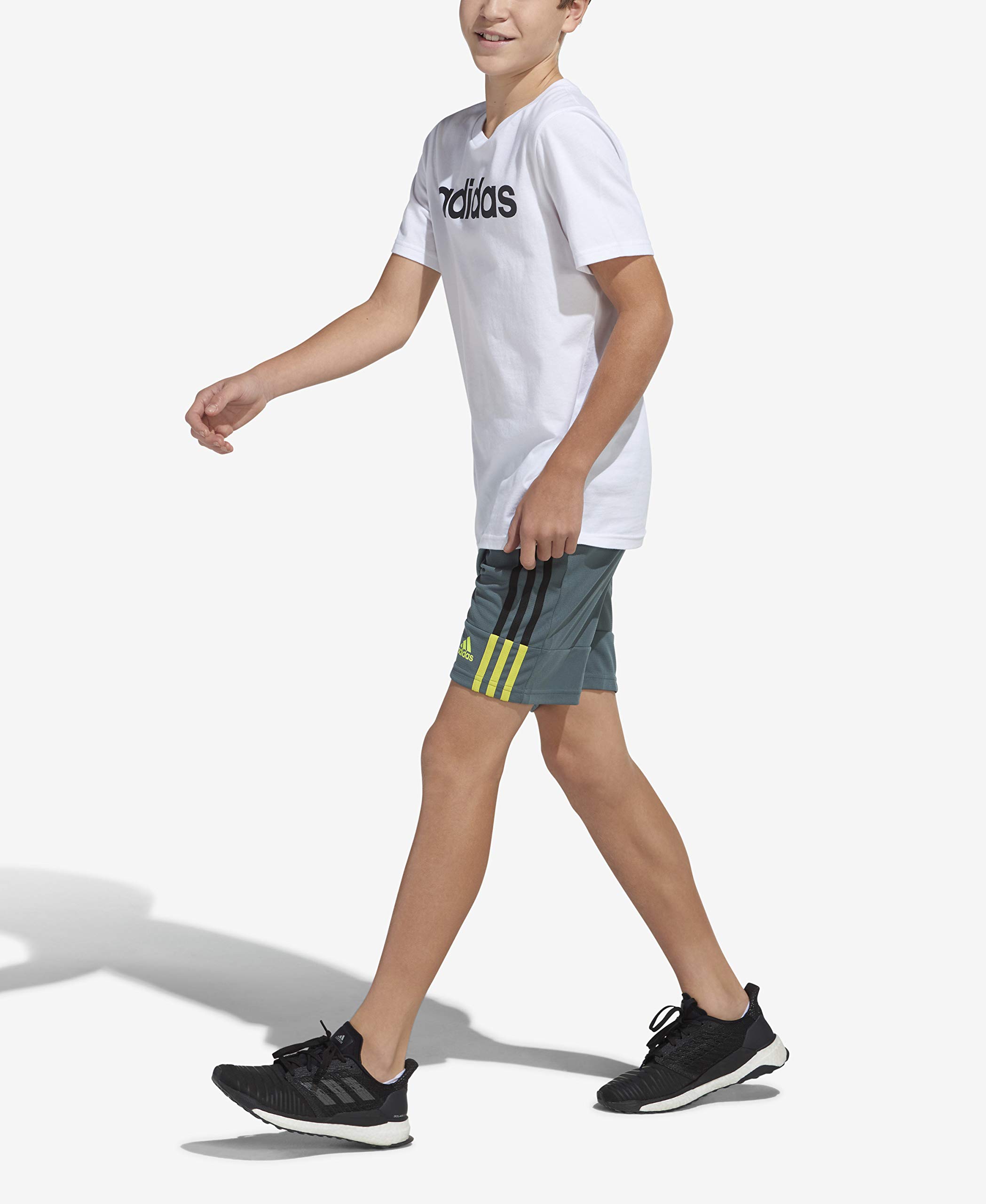 adidas Boys' Clashing 3-Stripes Shorts, Blue Oxide, X-Large (18/20)