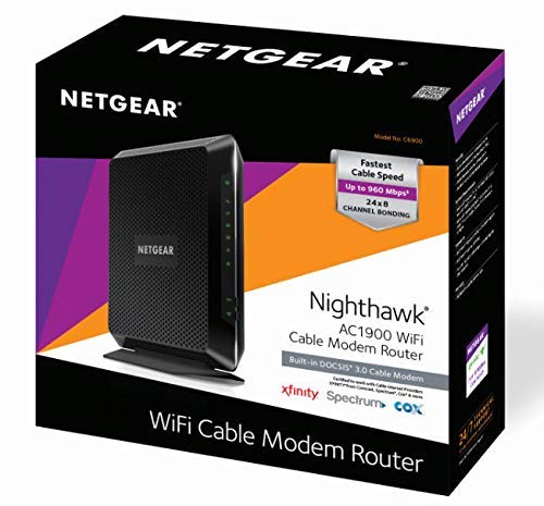 Netgear Netgear C6900-100NAR Nighthawk Dual Band AC1900 Cable Modem Router , BLK (Renewed)