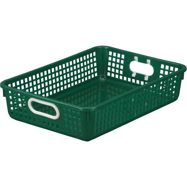 Really Good Stuff Plastic Desktop Paper Storage Basket, Available in 17 Colors (1 Basket) – 14¼" by 10" by 3¼" – Plastic Mesh Basket with Handles Keeps Papers Crease-Free and Secure