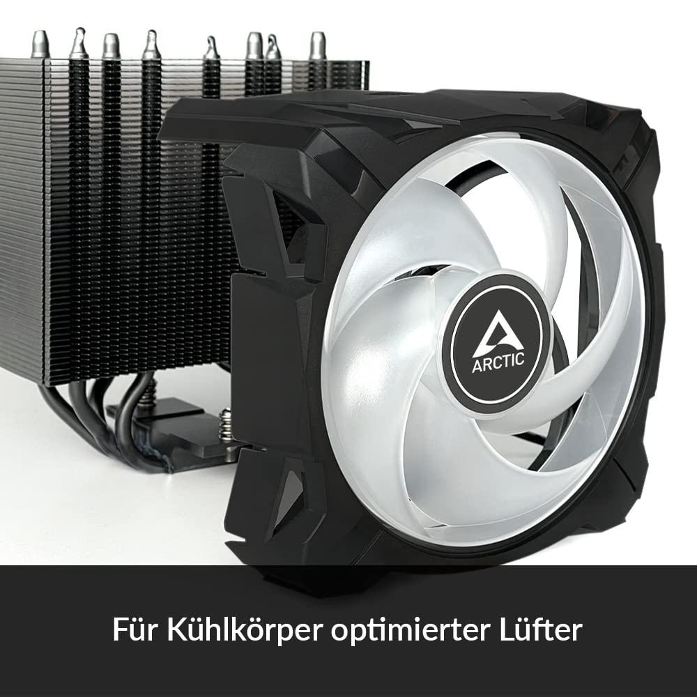 ARCTIC Freezer i35 RGB - Single Tower CPU Cooler with RGB, Intel Specific, Pressure Optimized 120 mm P-Fan, 200β1700 RPM, 4 Heat Pipes, incl. MX-5 Thermal Paste - Black