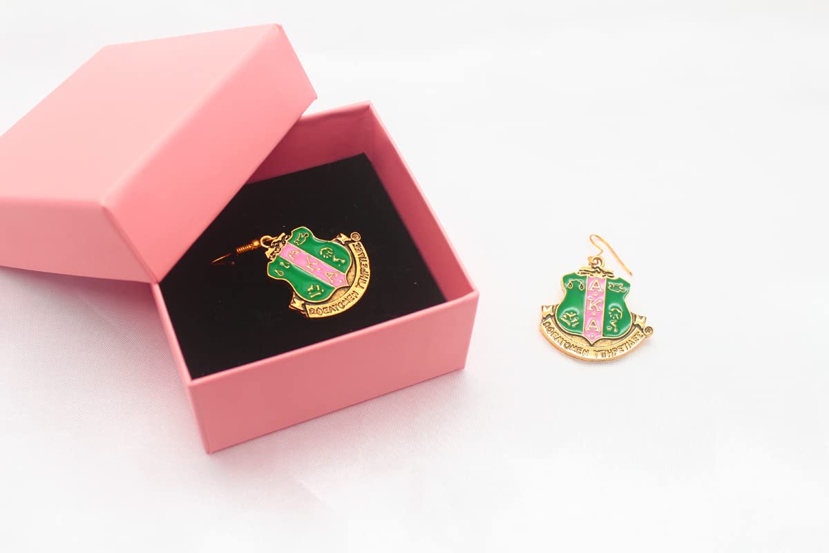 AKA Earrings for Women Girls Sorority Gift Jewerly Dangling Earrings with Pink Gift Box