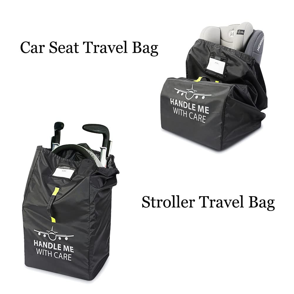 Sucpeii Car Seat Travel Bag ,Durable Backpack for Air Travel Gate Check Bag Foldable Air Travel Cover for Infant Carriers,Car Seats,Baby Stroller,Fluorescent