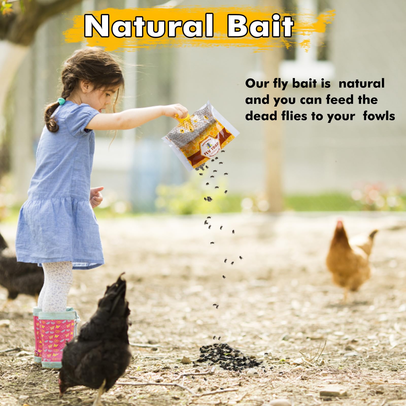 8 Disposable Fly Bag, Fly Traps Outdoor Hanging, Ranch Stable Horse Fly Trap Hunter Bait Control for Barn, Farm, Mosquito Bug Catcher and Flying Insect Trap Killer Repellent