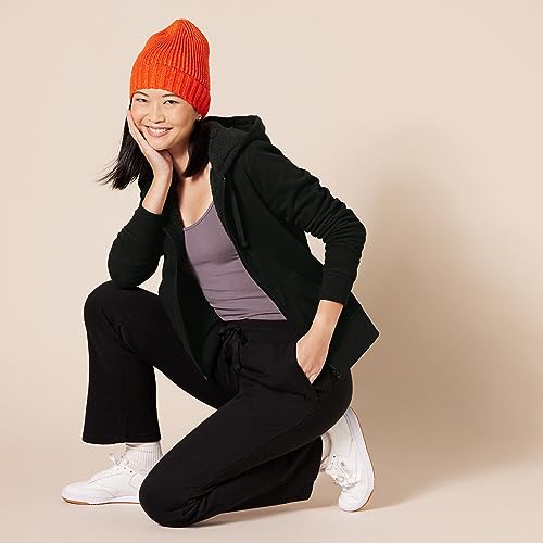 Amazon Essentials Women's Sherpa-Lined Fleece Full-Zip Hooded Jacket (Available in Plus Size), Black, Small