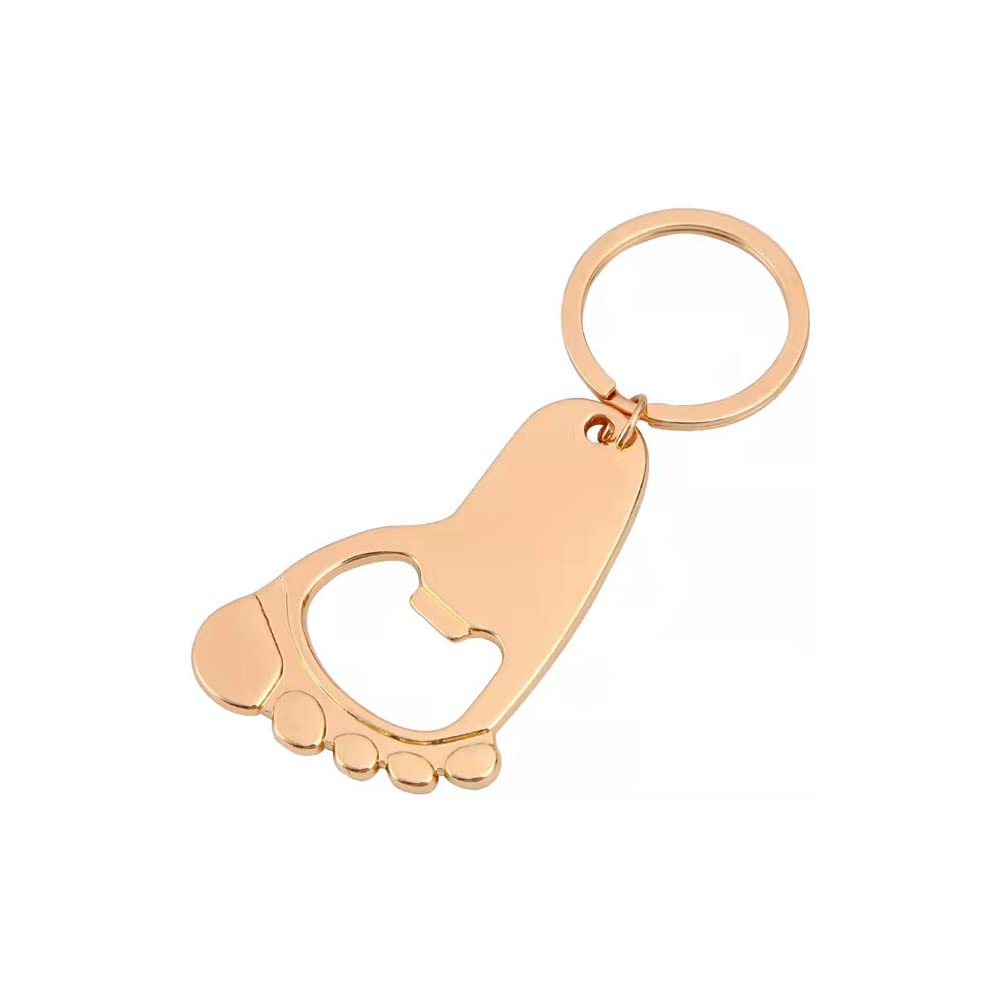 ARFUKA Bottle Opener Keychain Mini Foot Pendant Soda Beer Bottle Opener Keyring Beverage Bottle Opener Key Holder Women Men Gift for Baby Shower Birthday Christmas Festival Gold